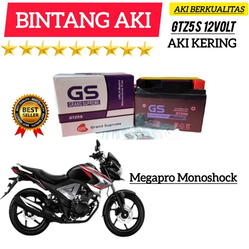 Jual Aki Motor Megapro Monoshock Aki GS Grand Supreme Aki Kering Accu ...