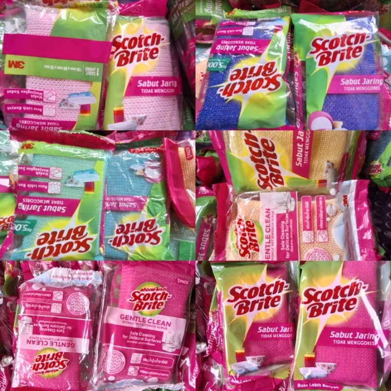 Jual sabut jaring scotch brite spons cuci piring paket 5 pcs | Shopee ...