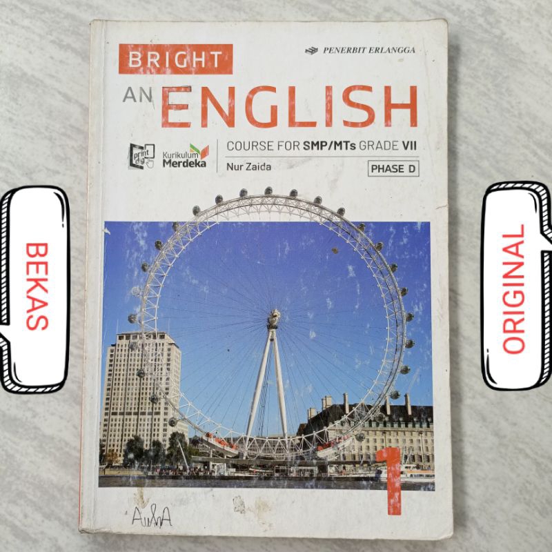 Jual Buku Bright An English Bahasa Inggris Kelas 7 VII 1 SMP MTS Phase D Penerbit Erlangga ...
