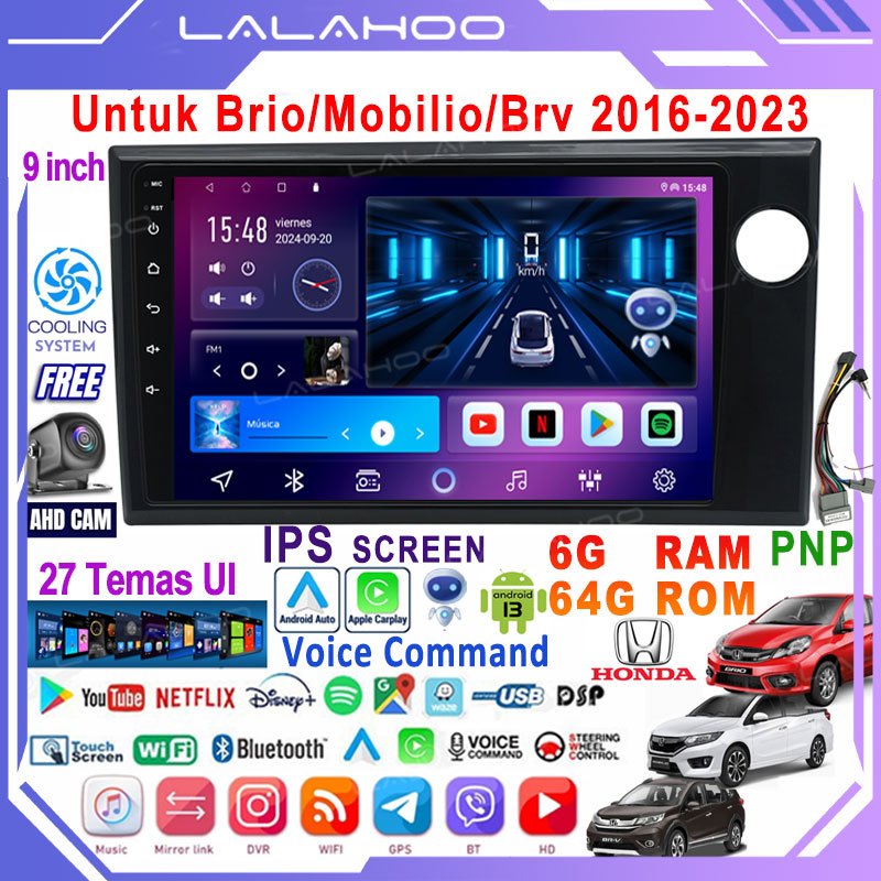 Jual 【Untuk Brio/Mobilio/Brv 2016-2023】6G+64G Android 13 Head Unit ...