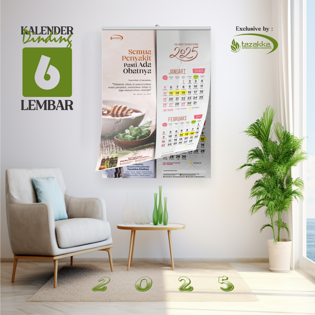 Jual kalender dinding kalender 2025 kalender masehi kalender hijriyah ...