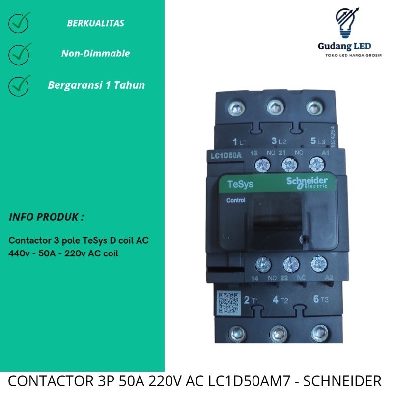 Jual Contactor 3P 50A 220V AC LC1D50AM7 - SCHNEIDER | Shopee Indonesia