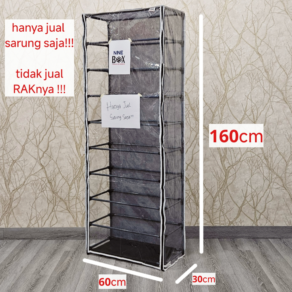 Jual Sarung rak sepatu ukuran 60x30x160cm bahan pvc mika mix spunbond ...