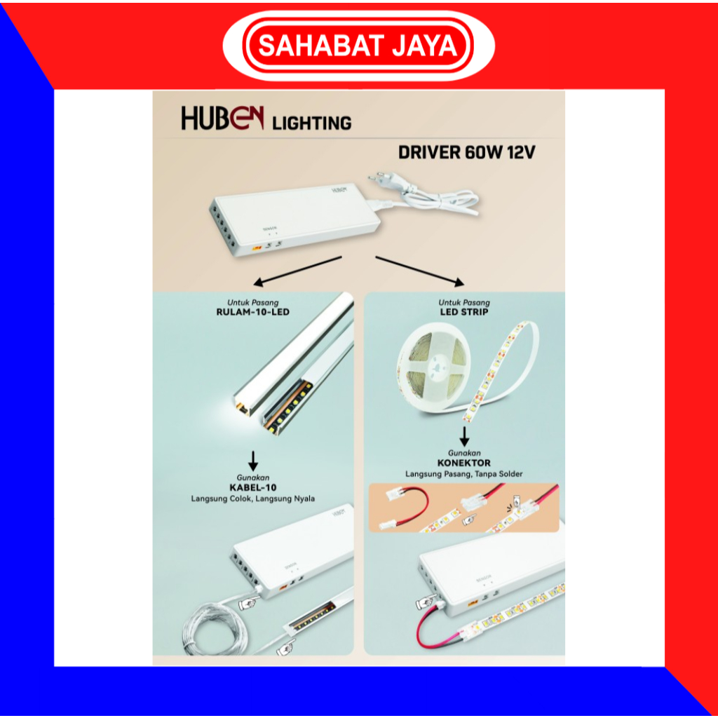 Jual HUBEN DRIVER LED STRIP 60W 12V DR-60-W | Shopee Indonesia