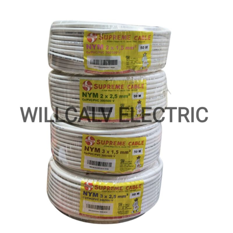 Jual SUPREME cable kabel listrik nym 2x1.5 mm 2x2.5 mm 3x1.5 mm 3x2.5 mm 50 meter | Shopee Indonesia