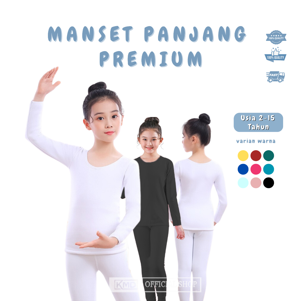 Jual Baju Manset Anak Perempuan Polos Lengan Panjang Unisex Usia 2 - 15 ...