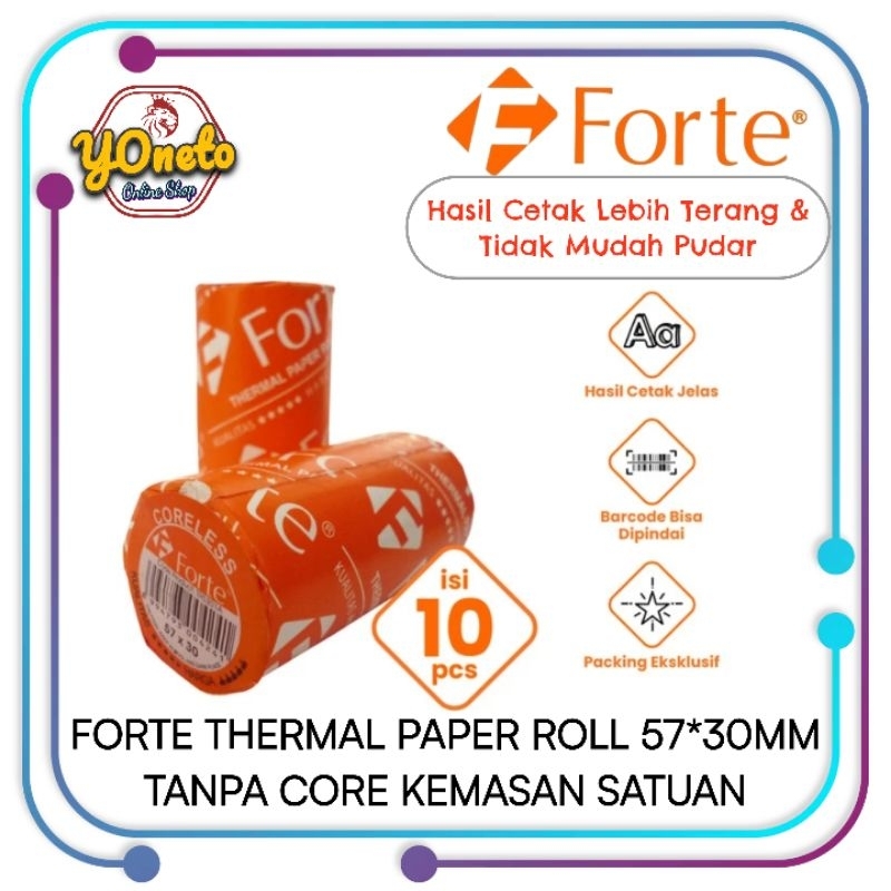 Jual Kertas Thermal Roll FORTE 57*30 Non Core 10PCS ( Untuk Mesin Kasir ...