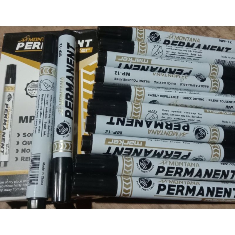 Jual Spidol Permanen Hitam - Spidol Montana Permanent Mp-12 | Shopee ...