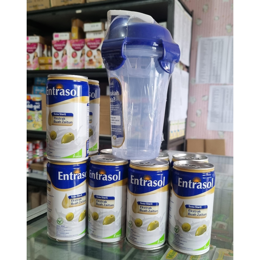 Jual Entrasol Can Susu Steril UHT 180 ML (10 KALENG FREE 1 SHAKER ...