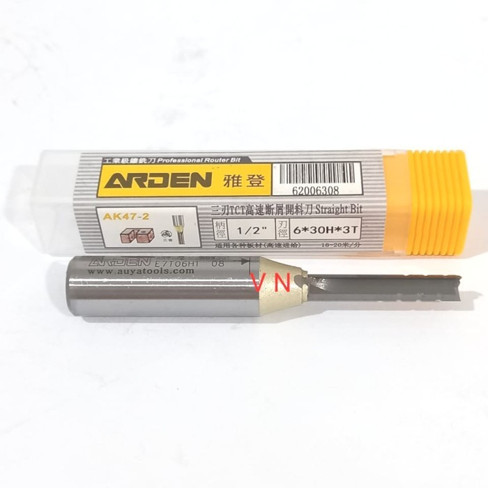 Jual Mata Router/Profil CNC 3 Mata/Flute 6mm x 30mm As 1/2 Straight ...