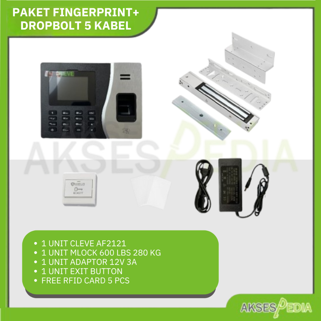 Jual Paket Fingerprint Akses Door Cleve AF2121 Pintu Kayu | Shopee ...