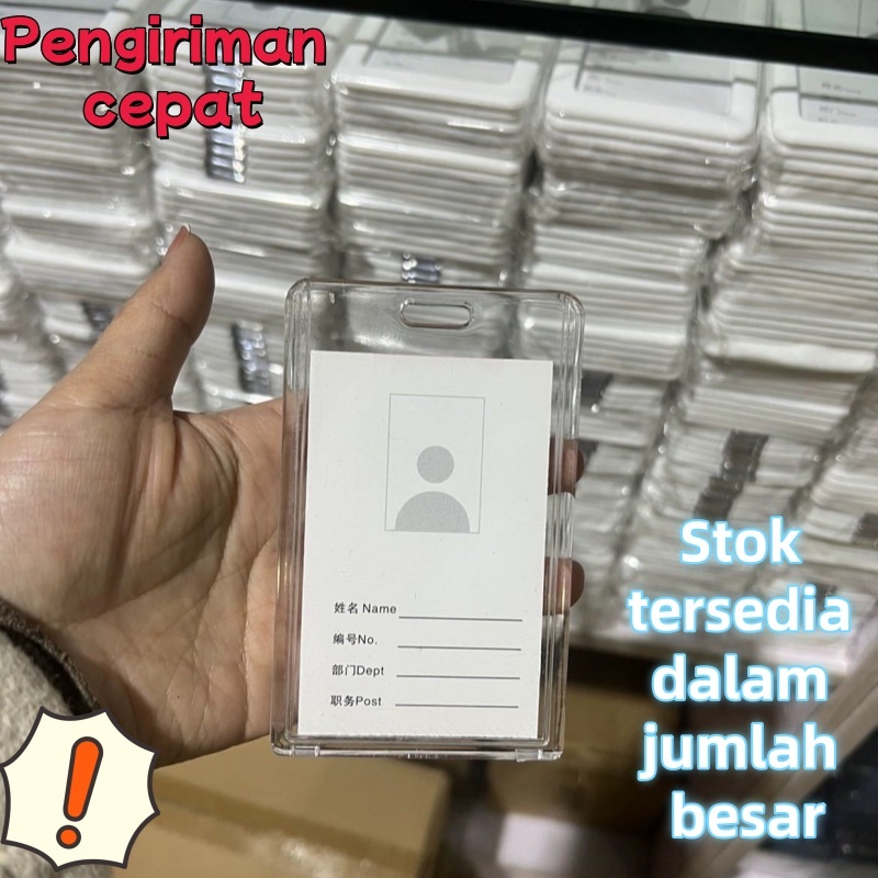 Jual Tempat Kartu Id Card Akrilik 2 Sisi Bening Transparan Vertikal Horizontal ID Holder Name ...