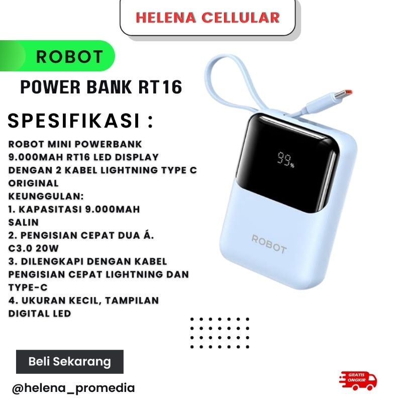 Jual POWERBANK ROBOT RT16 9000 MAH | Shopee Indonesia