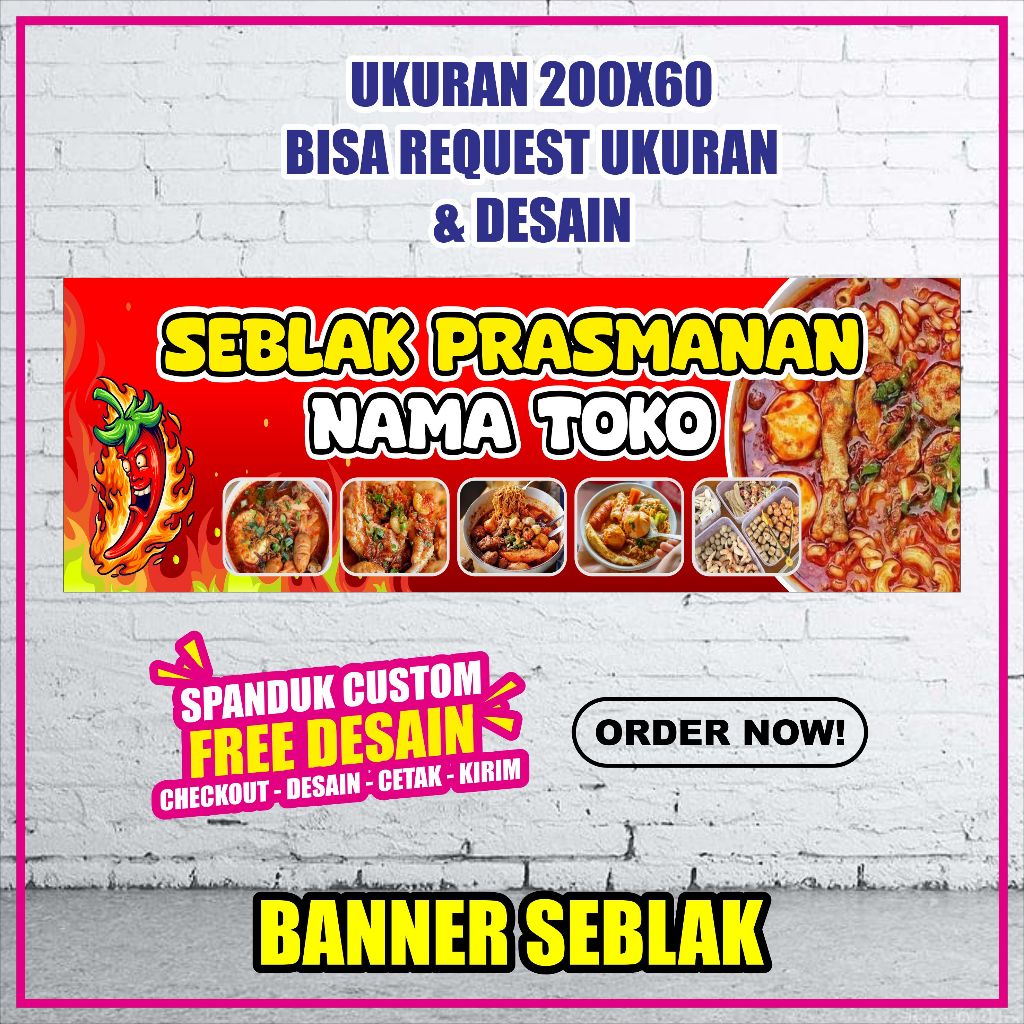 Jual Spanduk/Banner Jualan Seblak Prasmanan Ukuran 200X60 Bisa Request ...