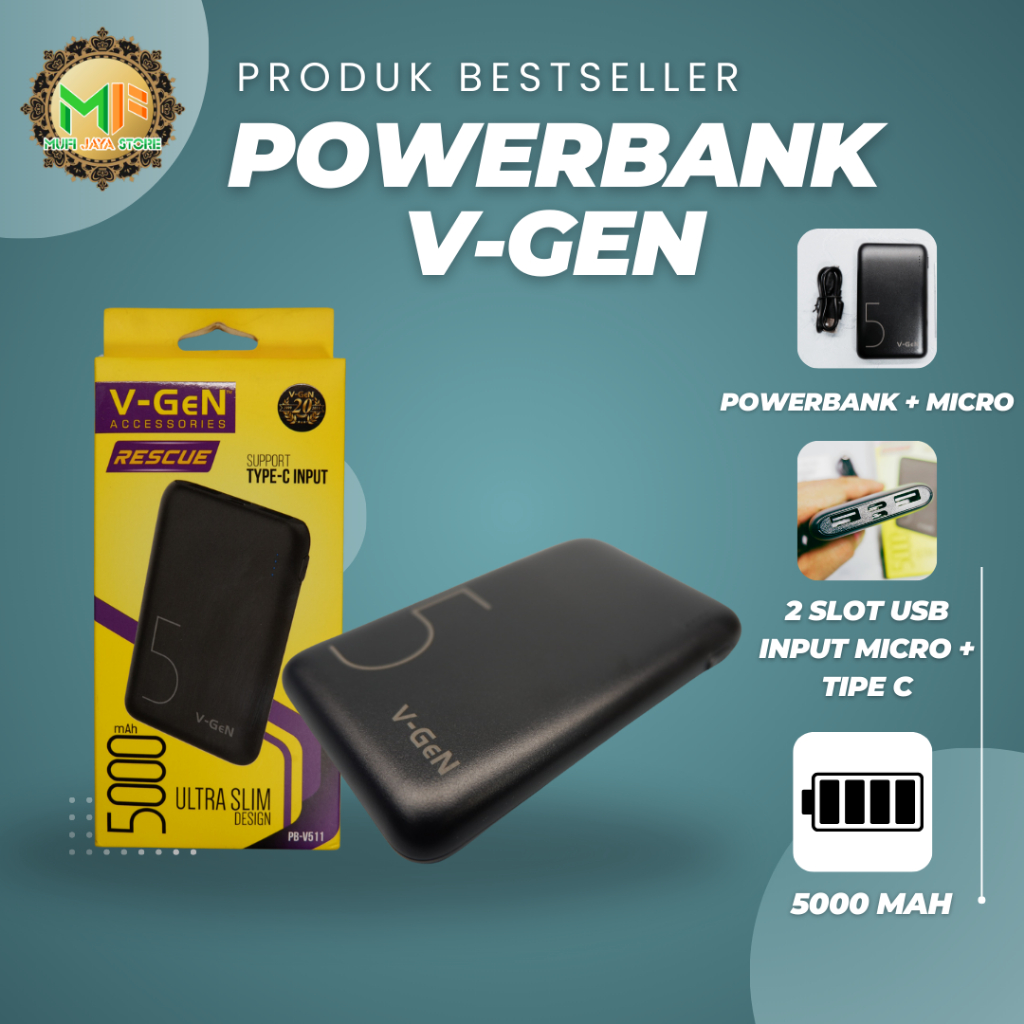 Jual V-Gen Powerbank Ultra Slim 5000 mAh | Shopee Indonesia