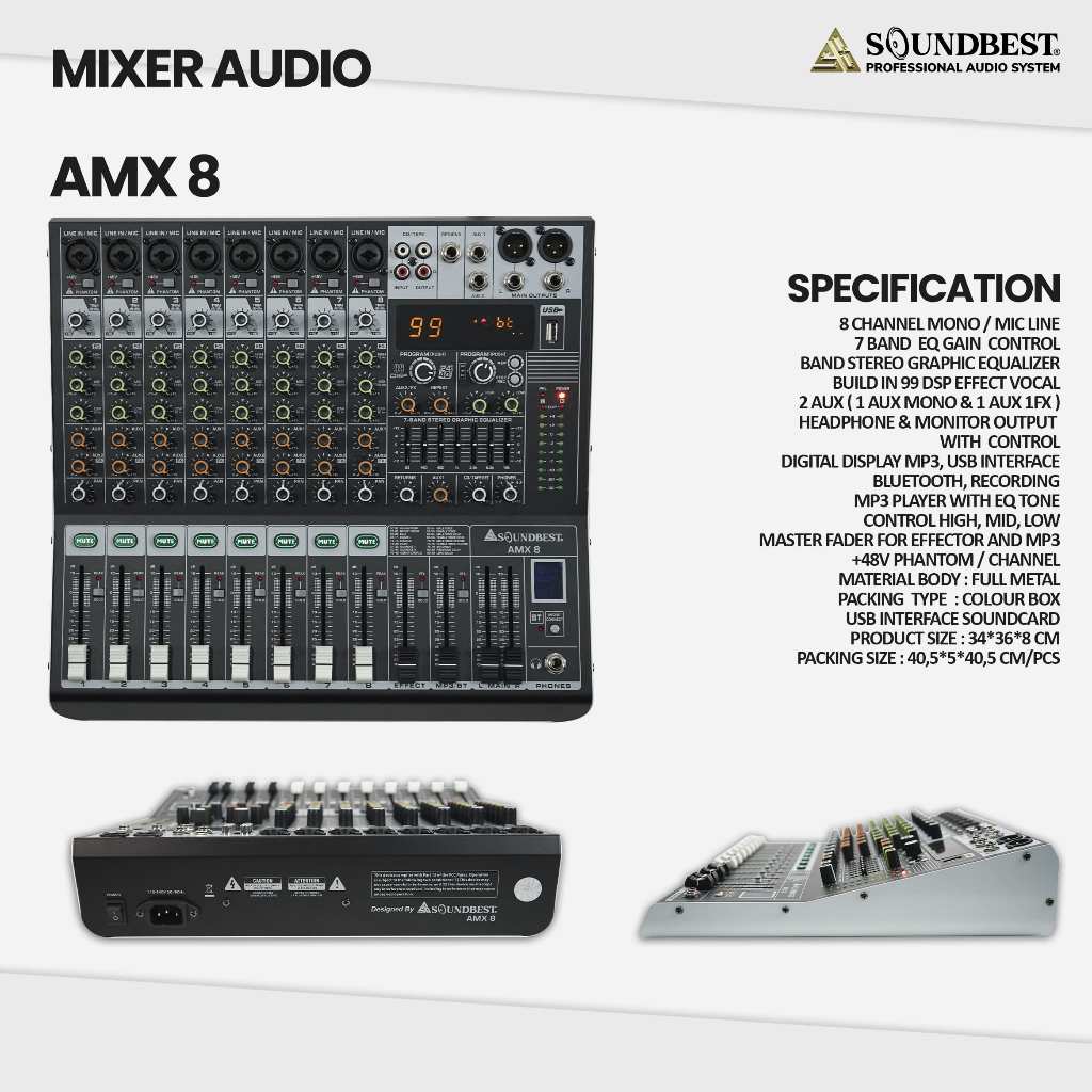Jual SOUNDBEST Mixer Audio Amx 8 (8 Channel) | Shopee Indonesia