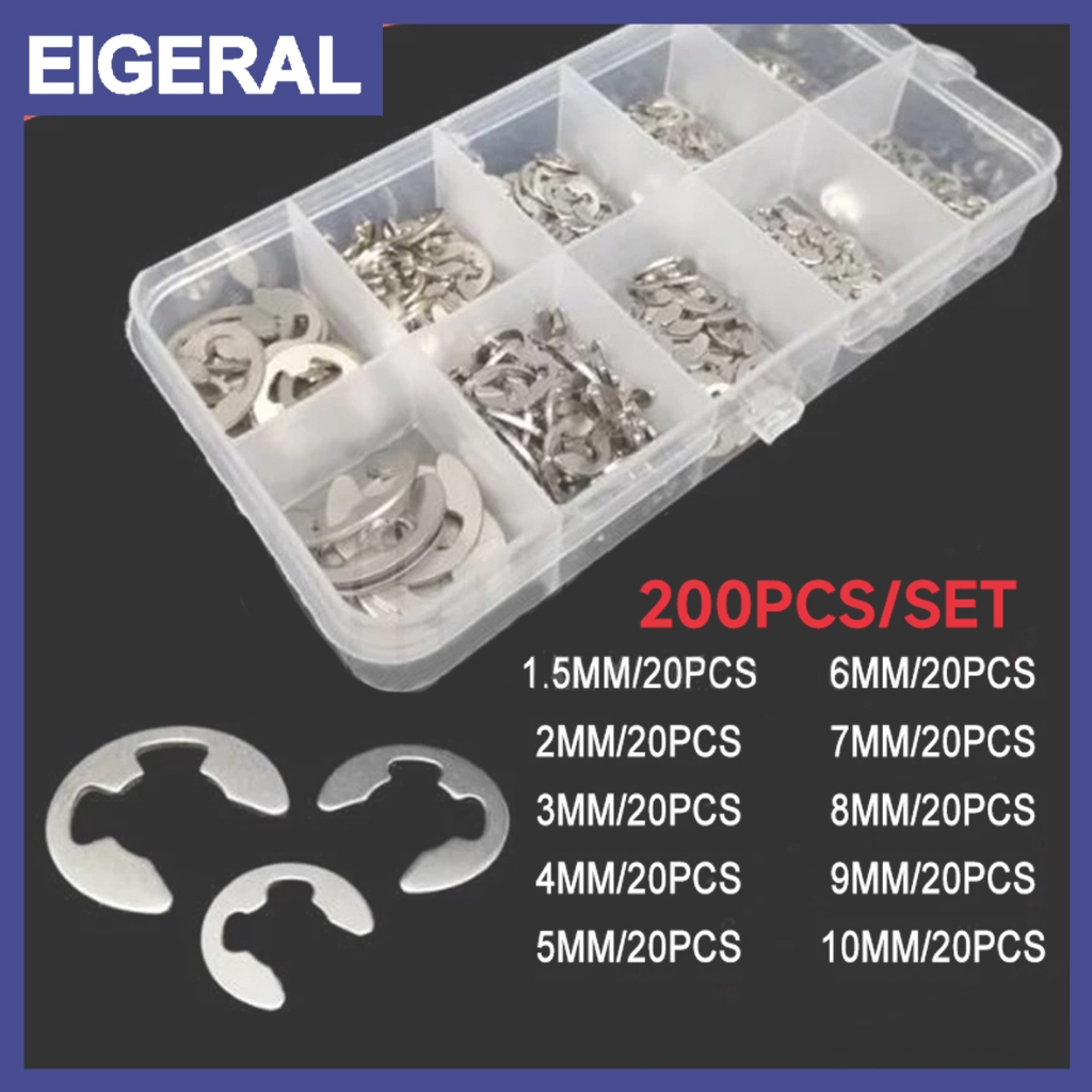 Jual 200Pcs Snapring Type E External Retaining Ring Circlip Kit Retaining Snap Ring Mesin Cuci ...