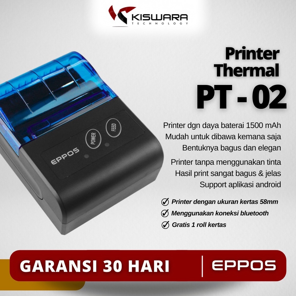 Jual PRINTER STRUK THERMAL | MINI PRINTER EPPOS PT-02 | MINI | 58mm ...