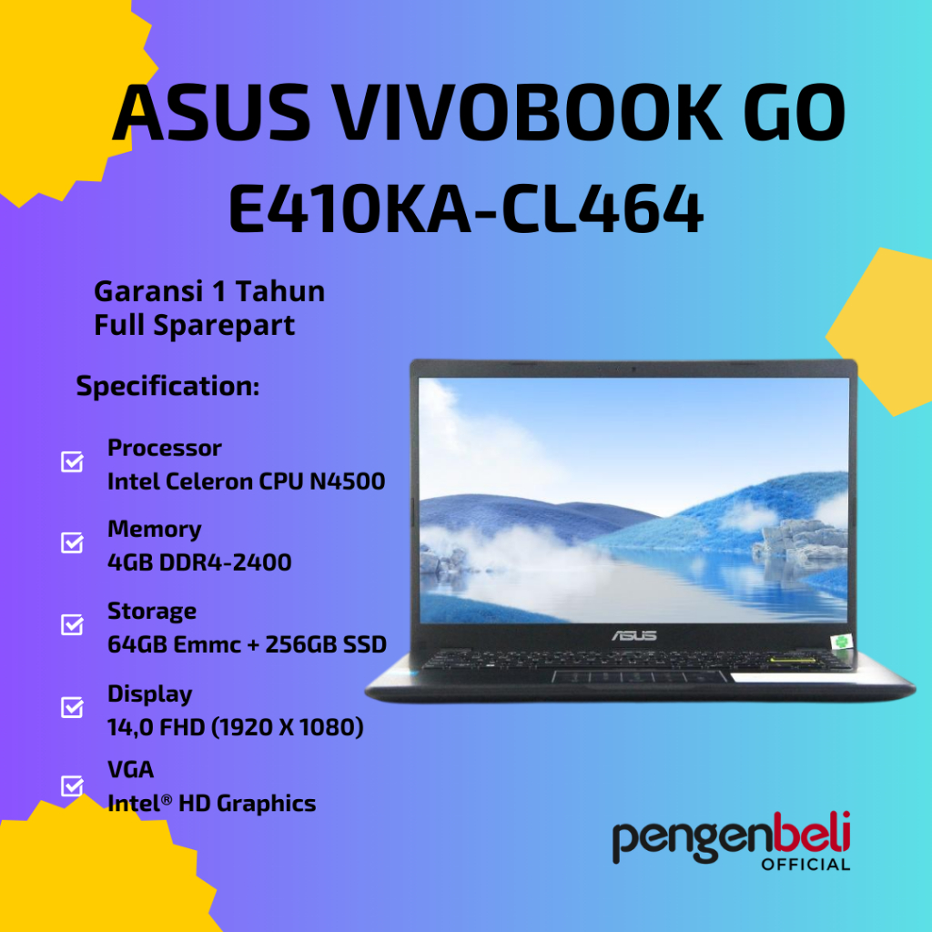 Jual Asus VivoBook Go E410KA-CL464 / Intel Celeron CPU N4500 / Ram 4gb ...