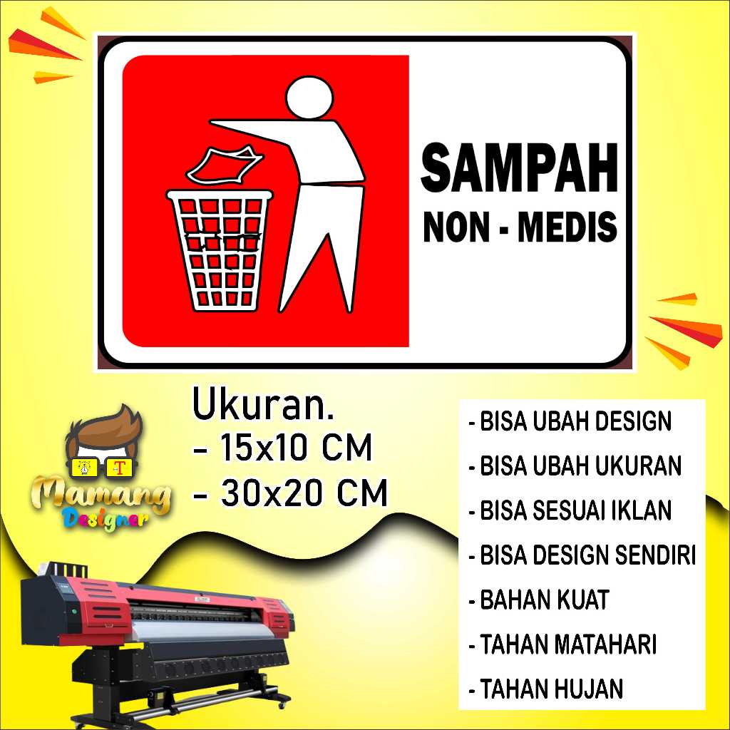 Jual Buat Sticker Sampah Non Medis Bahan Cerah Merah | Shopee Indonesia