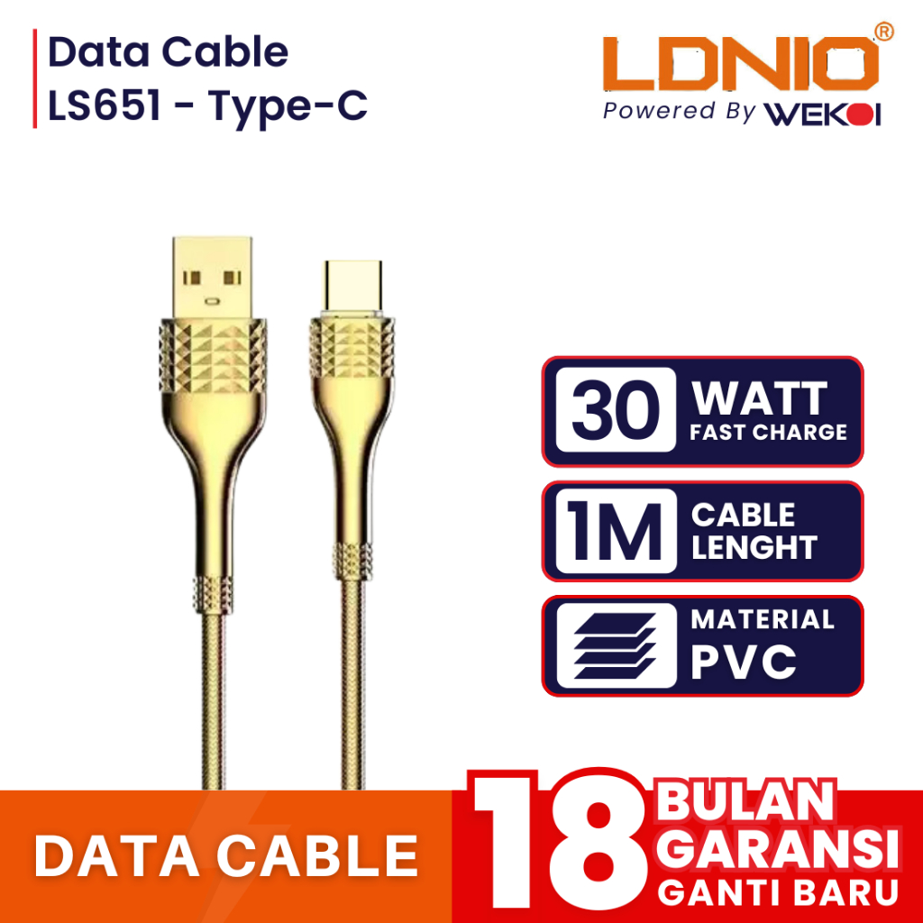 Jual LDNIO Kabel Data Fast Charger USB Type C LS651 Kabel Data USB C 30W Original | Shopee Indonesia