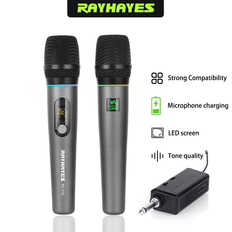 Jual RAYHAYES Microphone Wireless Professional UHF Rechargeable Dynamic ...