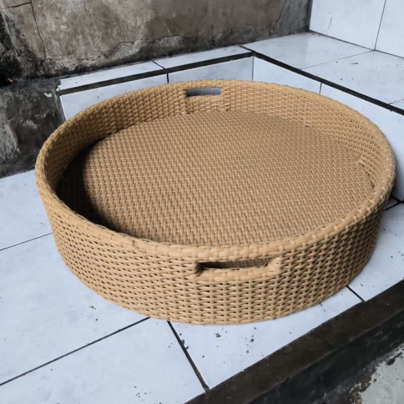 Jual FLOATING TRAY BULAT ANYAMAN SINTETIS NATURAL | Shopee Indonesia