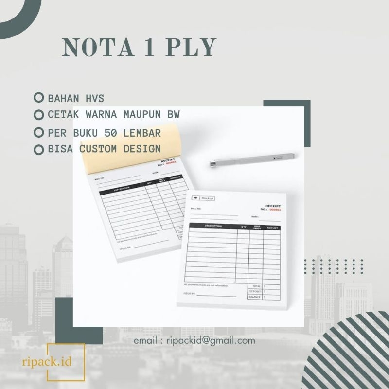 Jual Cetak Nota Bon 1/6 Folio 1 Rangkap / Ply | Shopee Indonesia