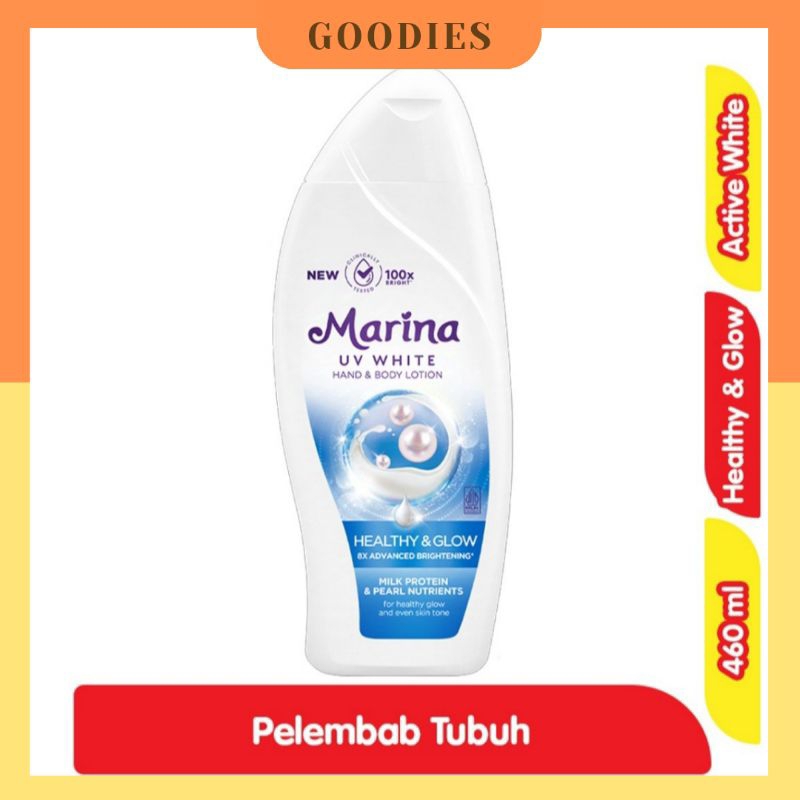 Jual Marina UV White Hand & Body Lotion Healthy Glow Biru 460ML ...