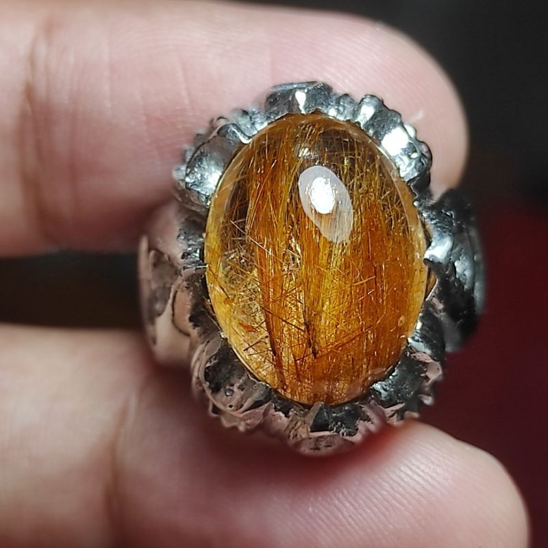 Jual Batu permata kecubung serat cendana ring alpaka terawangan tebal ...