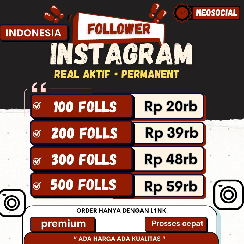 Jual (PROMO) INSTA*GRAM INDONESIA FOLLOWER REAL AKTIF PERMANENT PROSES ...