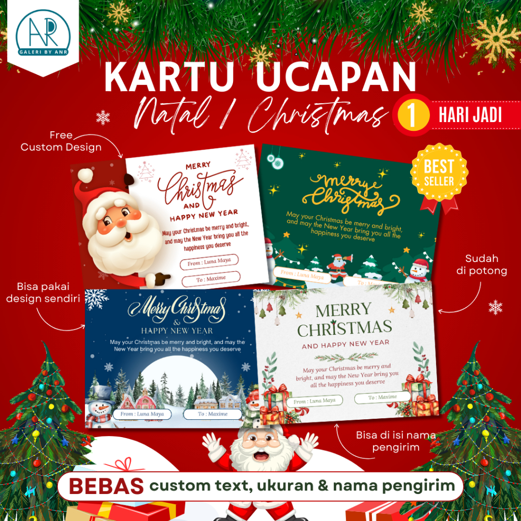 Jual D79 Greeting Card Christmas Custom | Kartu ucapan selamat hari ...