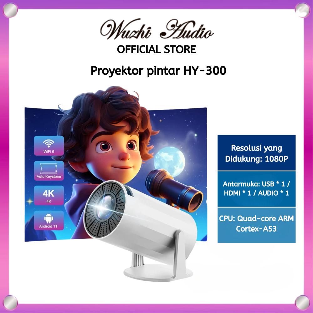 Jual HY300/HY300 PRO Proyektor 4K Android 11.0 Wifi 6 Bluetooth 5.0 1GB ...