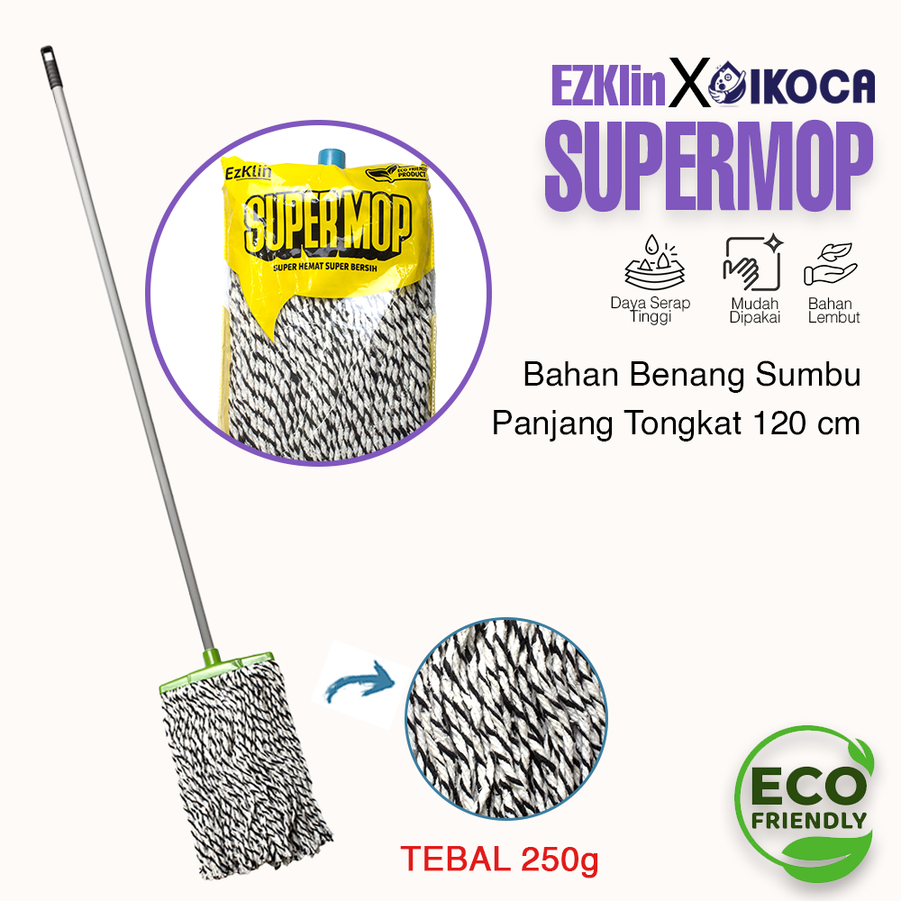 Jual Ktmstore Alat Pel Lantai 2 warna Mop Supermop 250g pel benang ...