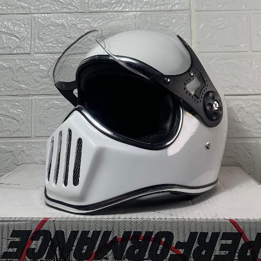 Jual Helm Cakil Custom List Chrome Putih + Visor | Shopee Indonesia