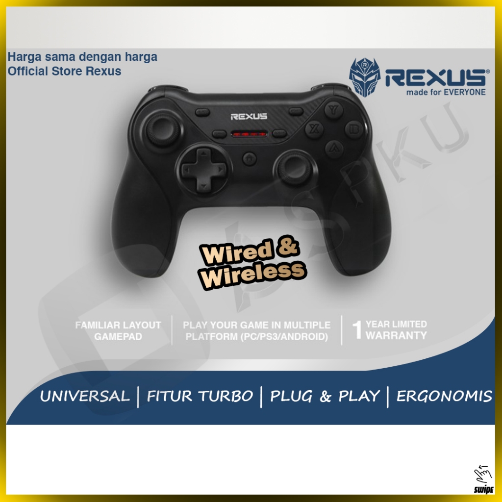 Jual Rexus Pro Wireless Gamepad GX200 Joystick Gaming Gamers Game ...