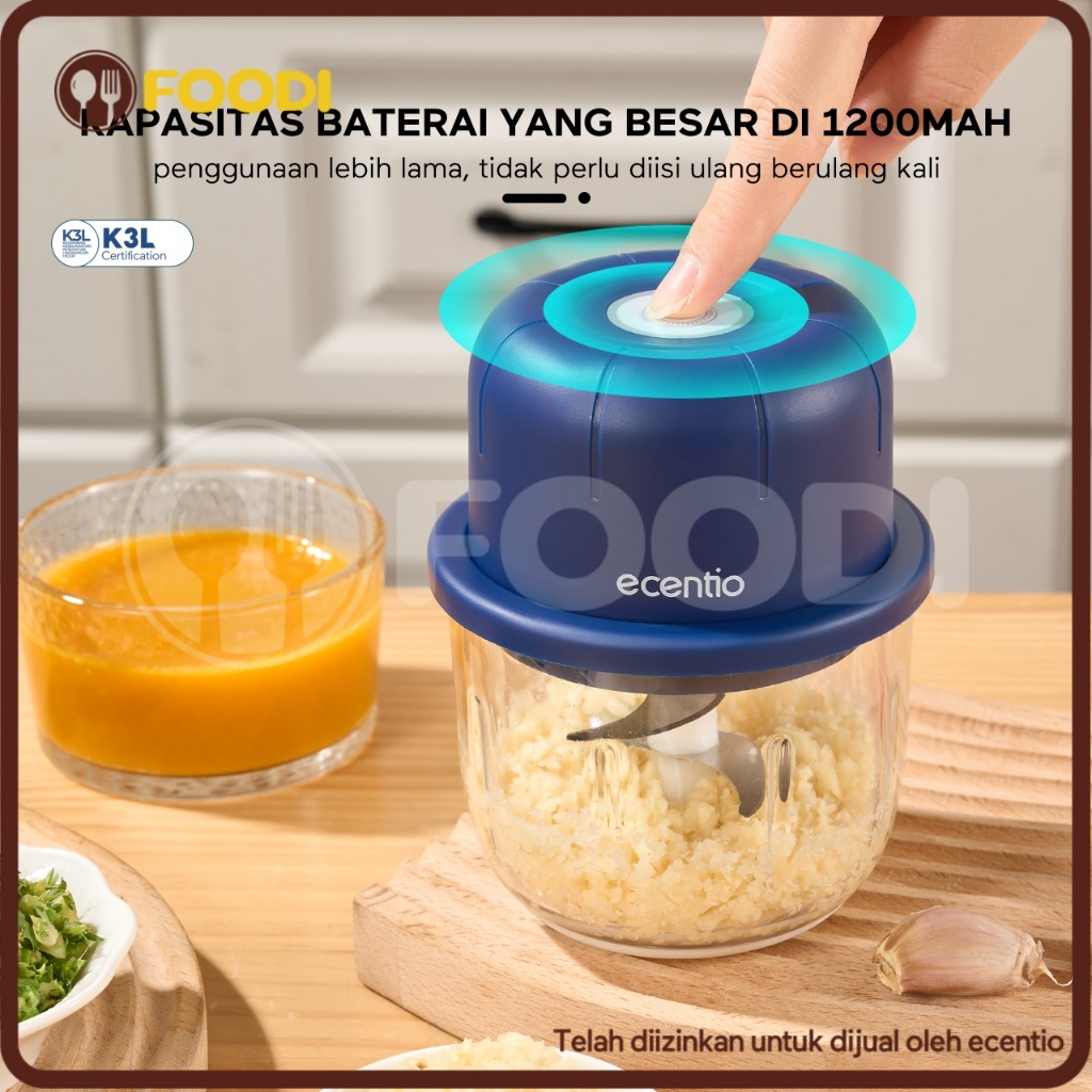 Jual ecentio &FOODI Mini Chopper Blender 6 pisau gelas kaca 350ml ...