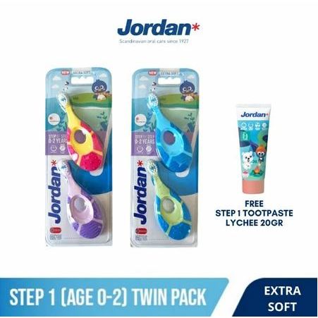 Jual Jordan Oral Care Kids Step 1 Twin Extra Soft - Sikat Gigi 0-2 ...