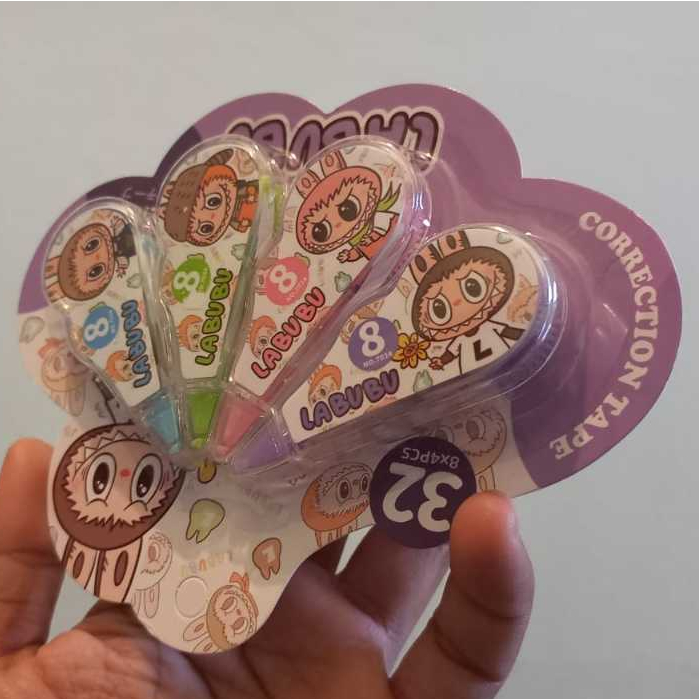 Jual Correction Tape Labubu 4 in 1 Tip Ex Kering Labubu 1 Set 4 pcs Tip ...