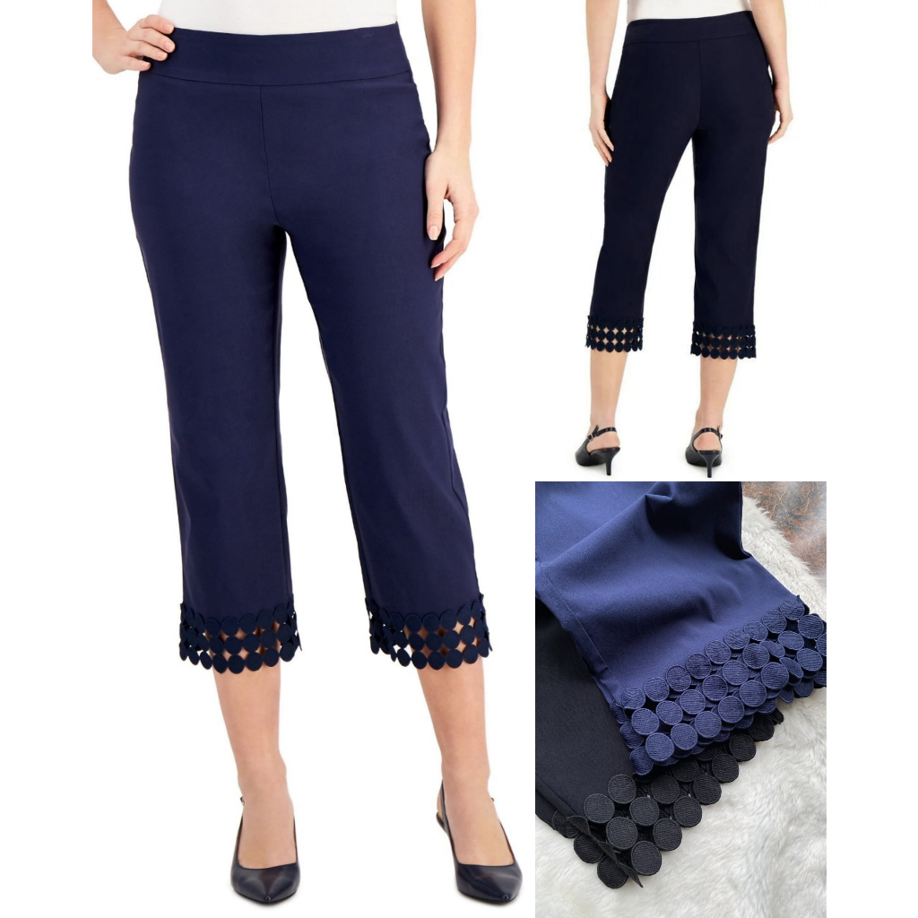 Jual JM Collection Crochet Hem Capri Pants - 7053 | Shopee Indonesia