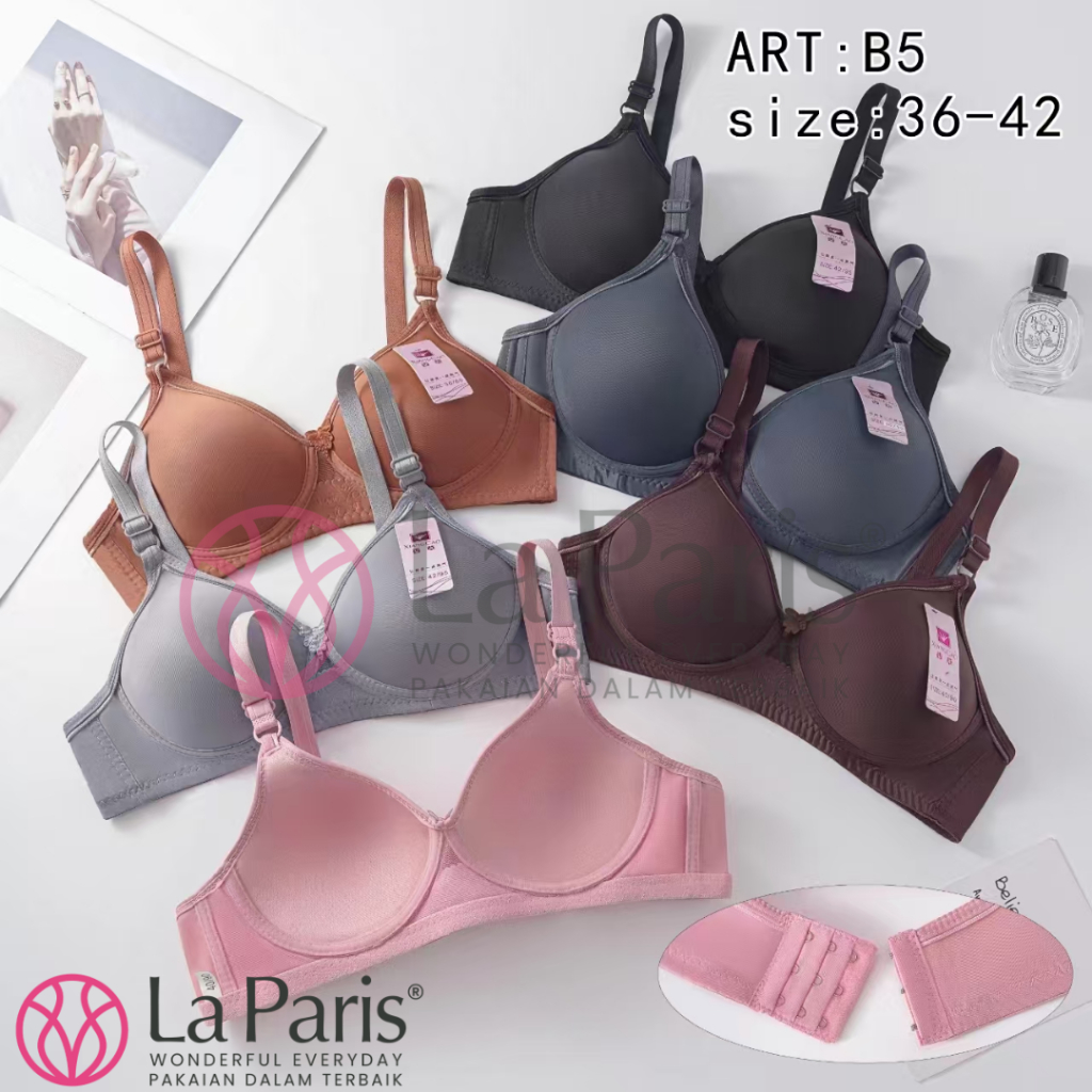 Jual Bra BH Tanpa Kawat Lingcao B5 Bra Wanita Dewasa Cup Besar Busa Sedang Kait 3 36 - 40 By LA ...