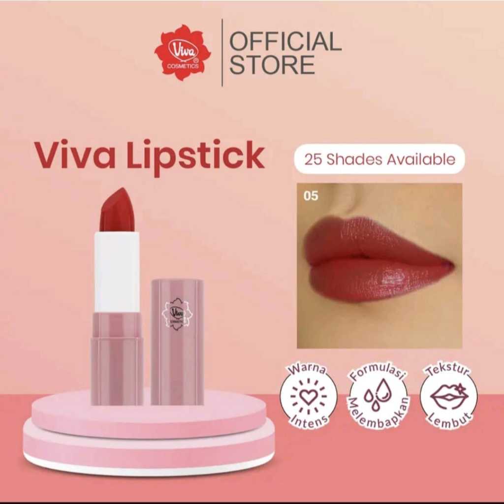 Jual VIVA LIPSTICK GLOSSY NEW PACKAGING No 01 - 28 | Shopee Indonesia