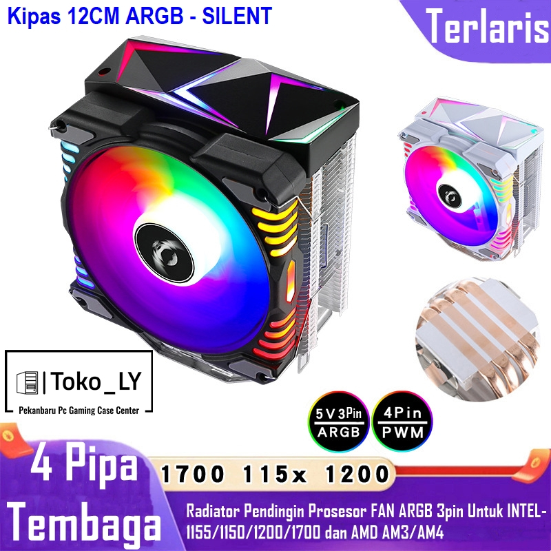 Jual FAN COOLER CPU COOLER ARGB + COVER FOR INTEL&AMD - SINGLE FAN 12CM ...