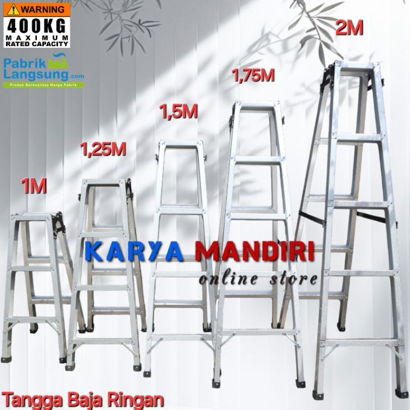 Jual Tangga Lipat Baja Ringan Ukuran - 2 M / 1,75 M / 1,5M / 1,25M / 1M ...