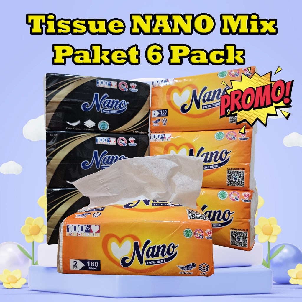 Jual TISSUE NANO MIX 6 PACK 2ply 180 sheets LEMBUT HALUS | Shopee Indonesia