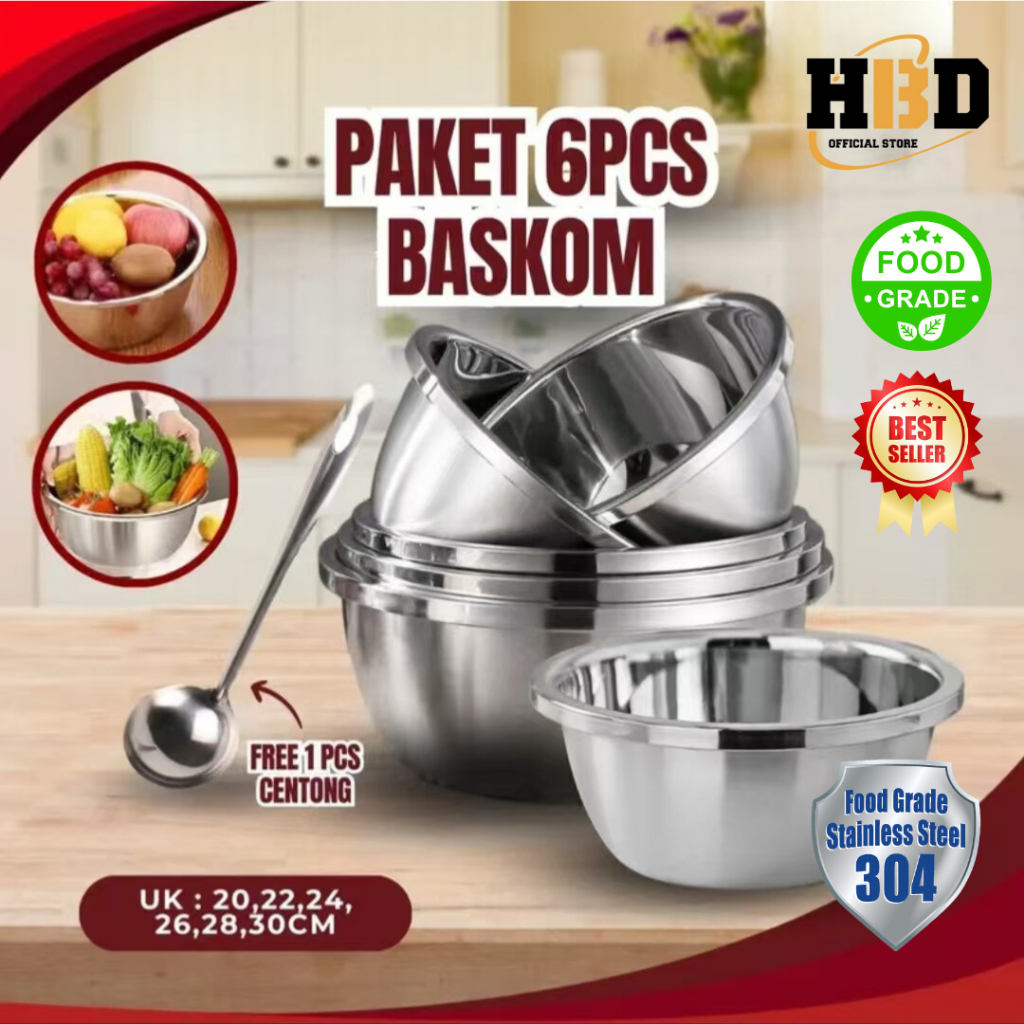 Jual “COD”(baskom) Bumbu Set Baskom Stainless steel/ 304 Stainless Steel Tebal, Mangkuk Dapur ...