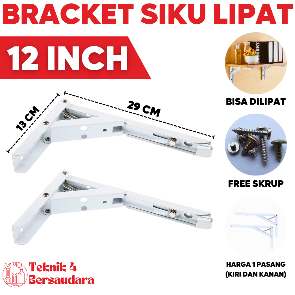 Jual Siku Meja Lipat Dinding Per Engsel Ambalan Rak Melayang 12 Inch ...