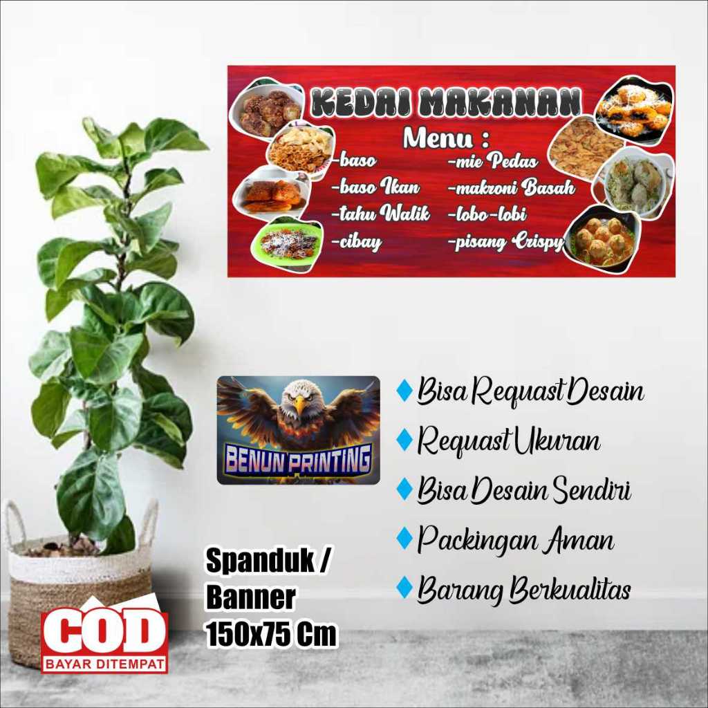 Jual Spanduk Banner 150x75 Cm Kedai Makanan Costum Bisa Request Desain ...