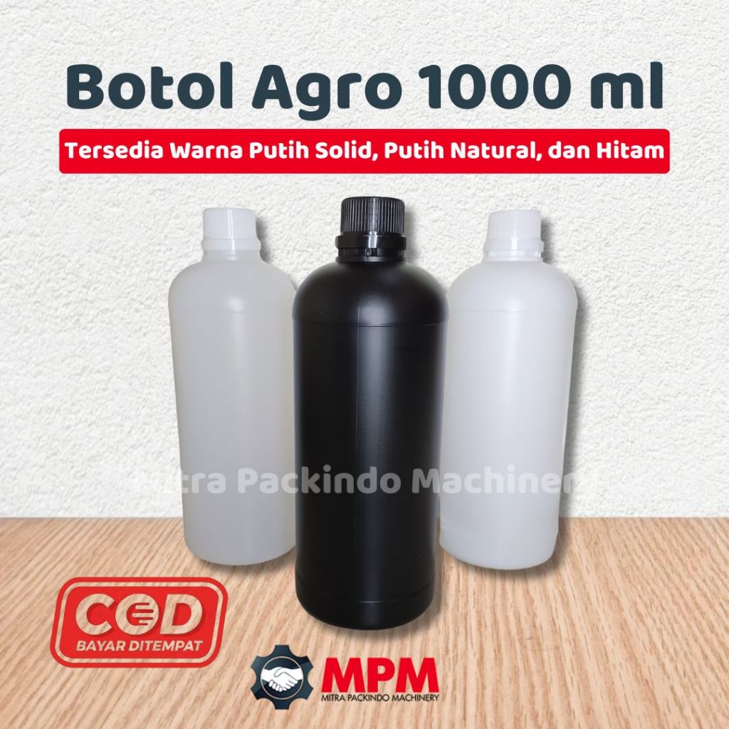 Jual Botol Agro 1000ml - Botol HDPE 1L Natural Hitam Putih - Botol Labor 1000 ml 1 Liter ...