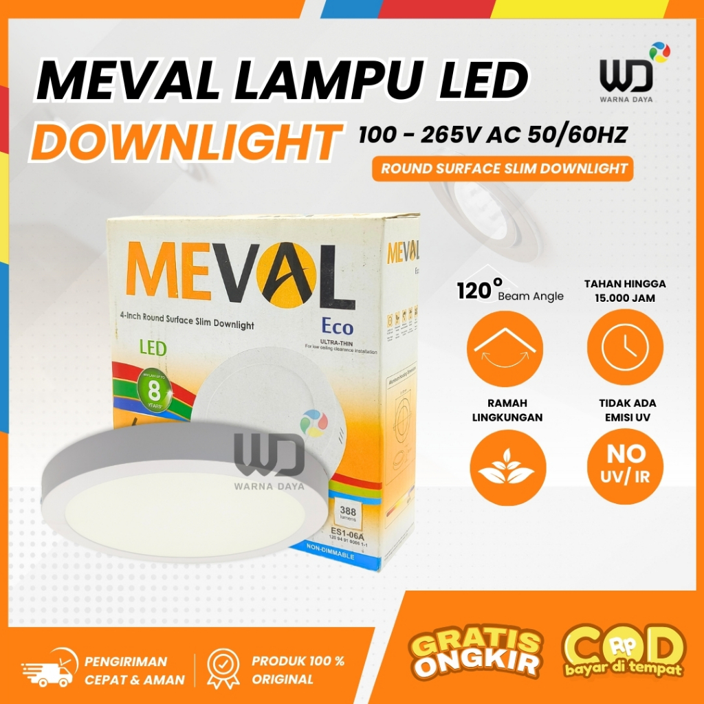 Jual MEVAL LED SLIM DOWNLIGHT ECO BULAT – Surface Outbow (PUTIH) | Shopee Indonesia
